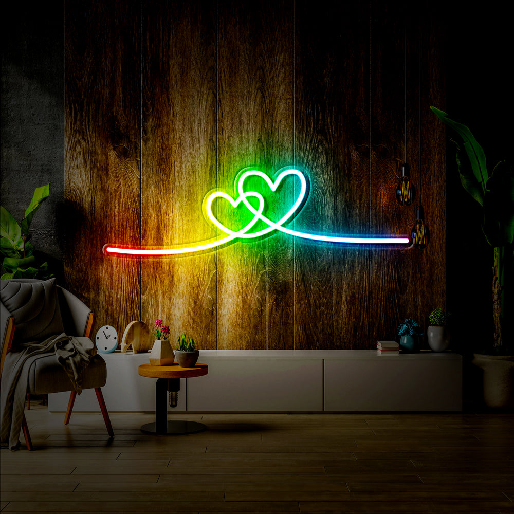 Double Heart LED Neon Sign